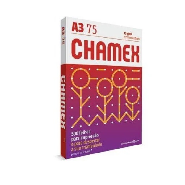 Papel Sulfite A3 75 g resma 500 folhas - Chamex- 297 mmx420 mm | Shopee Brasil
