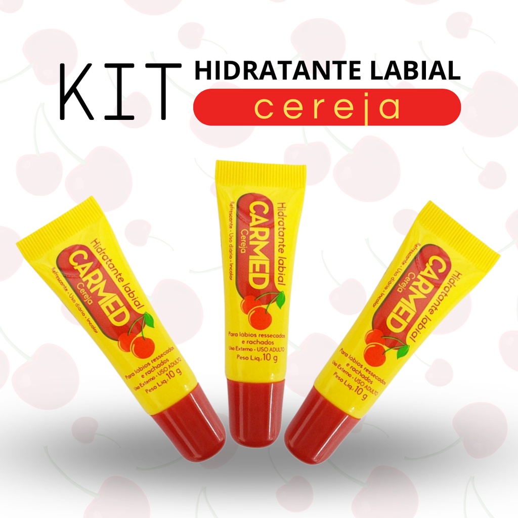 Kit 3 Hidratantes Labial Carmed Sabor Cereja Cimed 10g - Hidratante ...