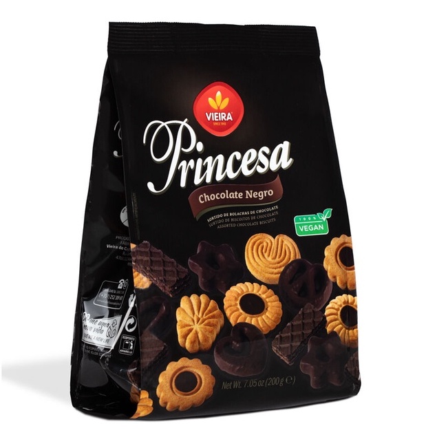 Biscoitos Sortido Princesa Chocolate Negro 200g Vieira - 100%Vegano ...