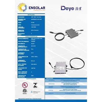 Micro Inversor Deye Sun2000w 220v C/ Wifi Integrado+ Nf | Shopee Brasil
