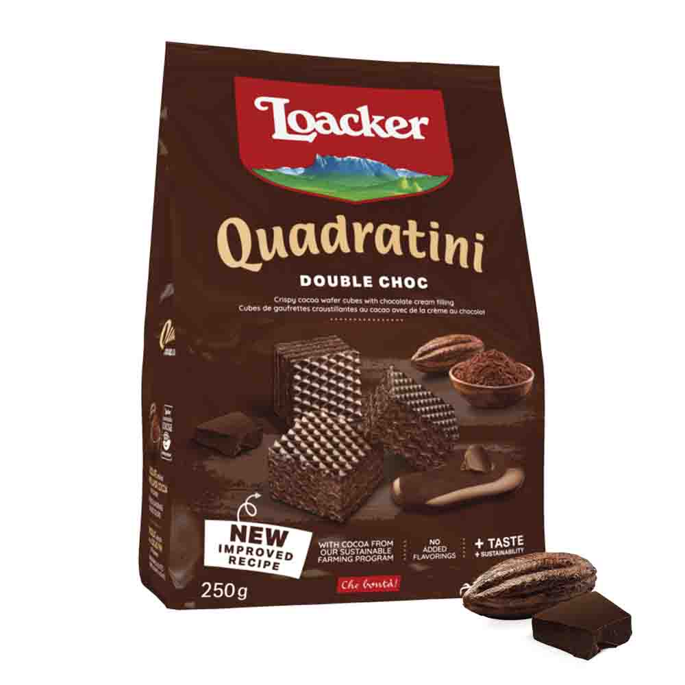 Biscoito Waffer Loacker Quadratini Double Chocolate 125g | Shopee Brasil