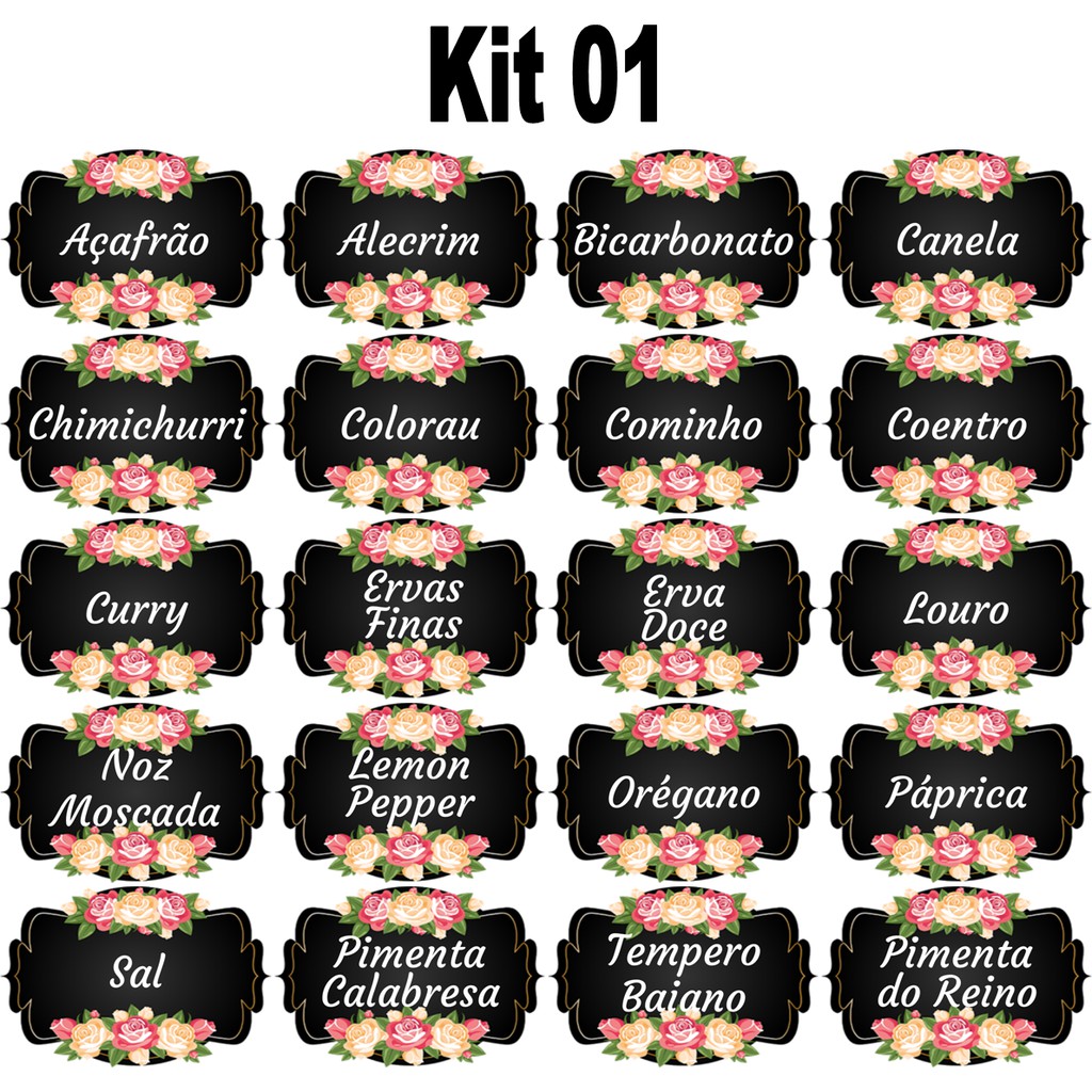 Kit 20 Etiquetas Para Tempero Rótulo Organizador Alimentos ...
