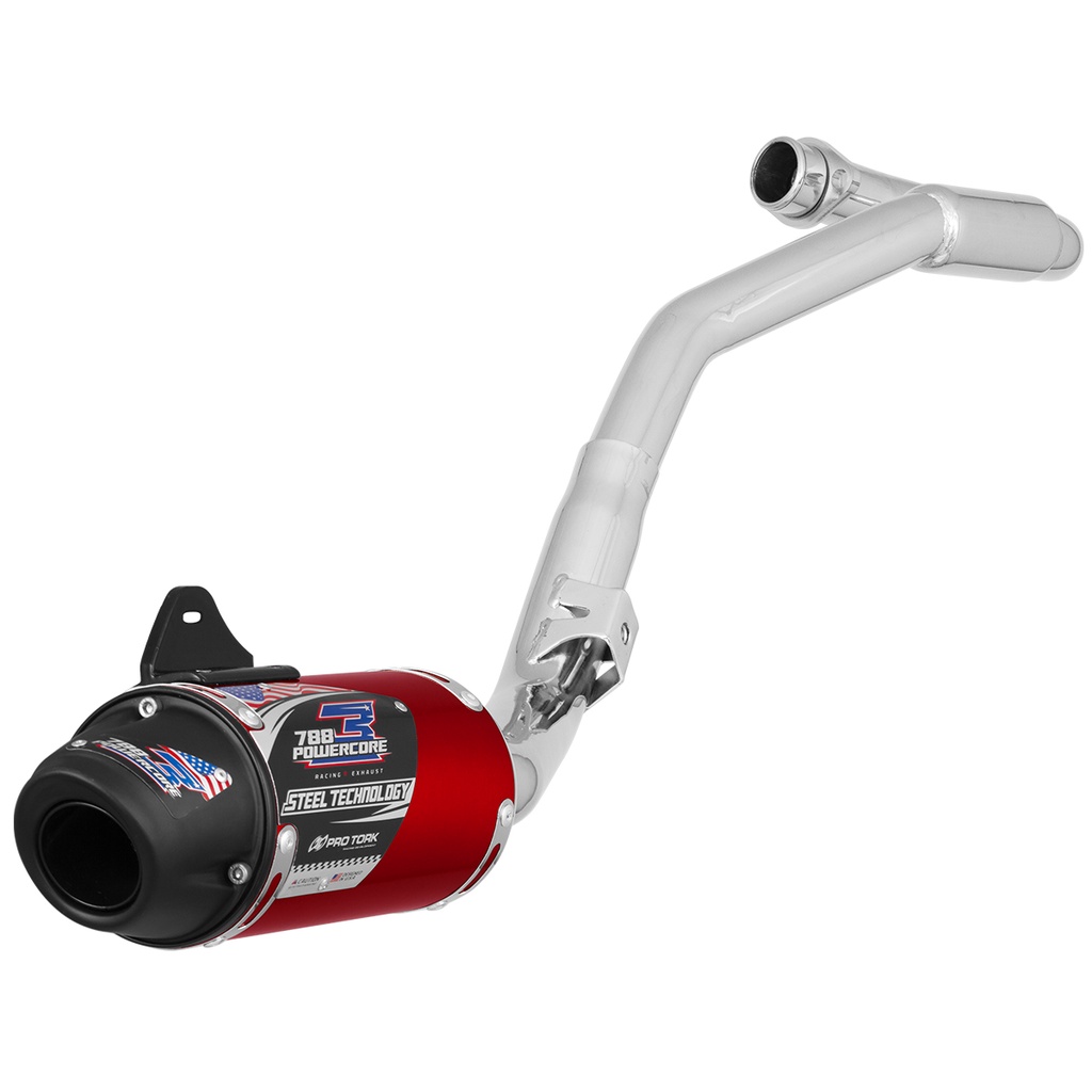 Escapamento Vermelho Completo Ponteira e Curva Escape Power Core 3 Moto ...
