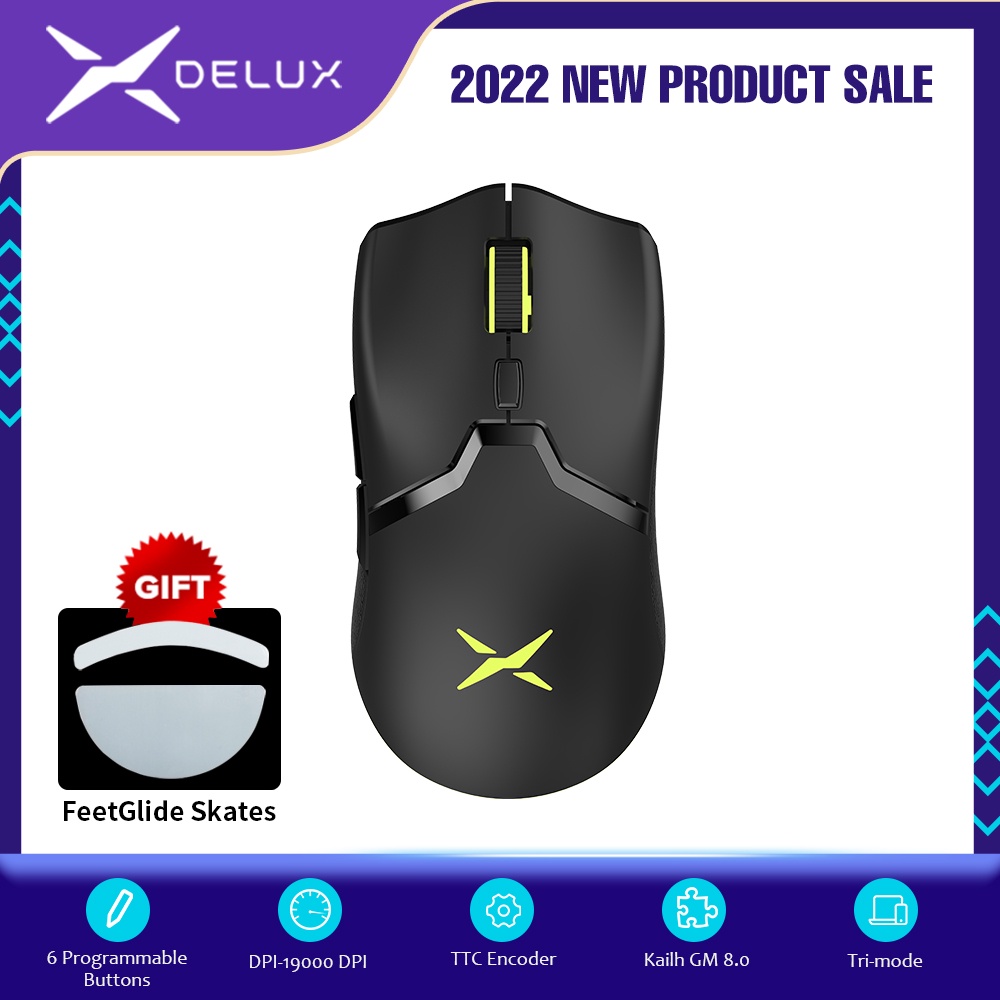 Delux M800pro M800 pro PAW3370 RGB Mouse Para Jogos Óptico Recarregável Programável Sem Fio Tipo ...