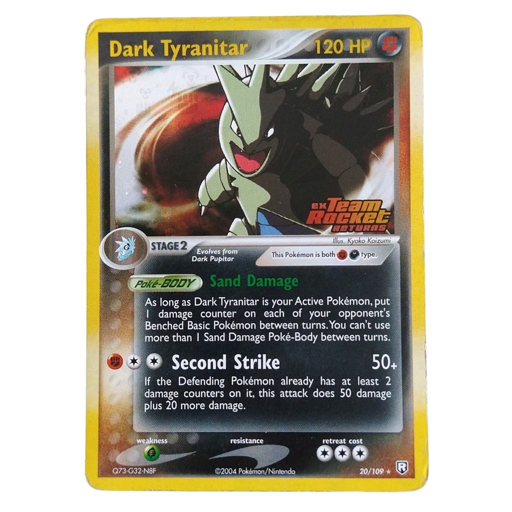 Carta Antiga Pokemon Dark Tyranitar 20/109 Reverse Holo Ex Team Rocket ...