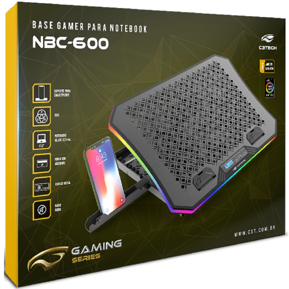 Base Suporte Mesa para Notebook até 17,3 com 4 Coolers Fan e 2 entradas ...