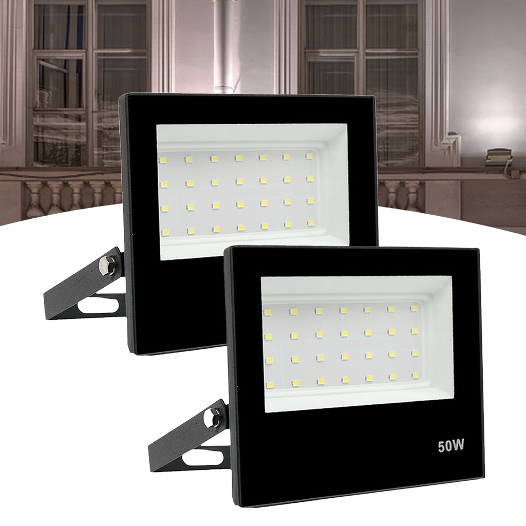 Kit 2 Refletor Led 50w Holofote Bivolt Prova Dágua Luz Frio - Faz a Boa!