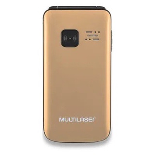 Celular simples barato Para Idosos Multilaser P9043 Dual Chip 2 Chips Radio FM MP3 Dourado Flip ...