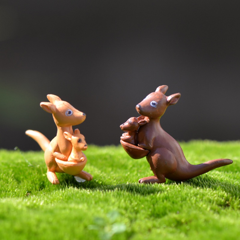 2Pcs/Set Miniature Kangaroo Mother and Baby Ornaments Fairy Garden ...