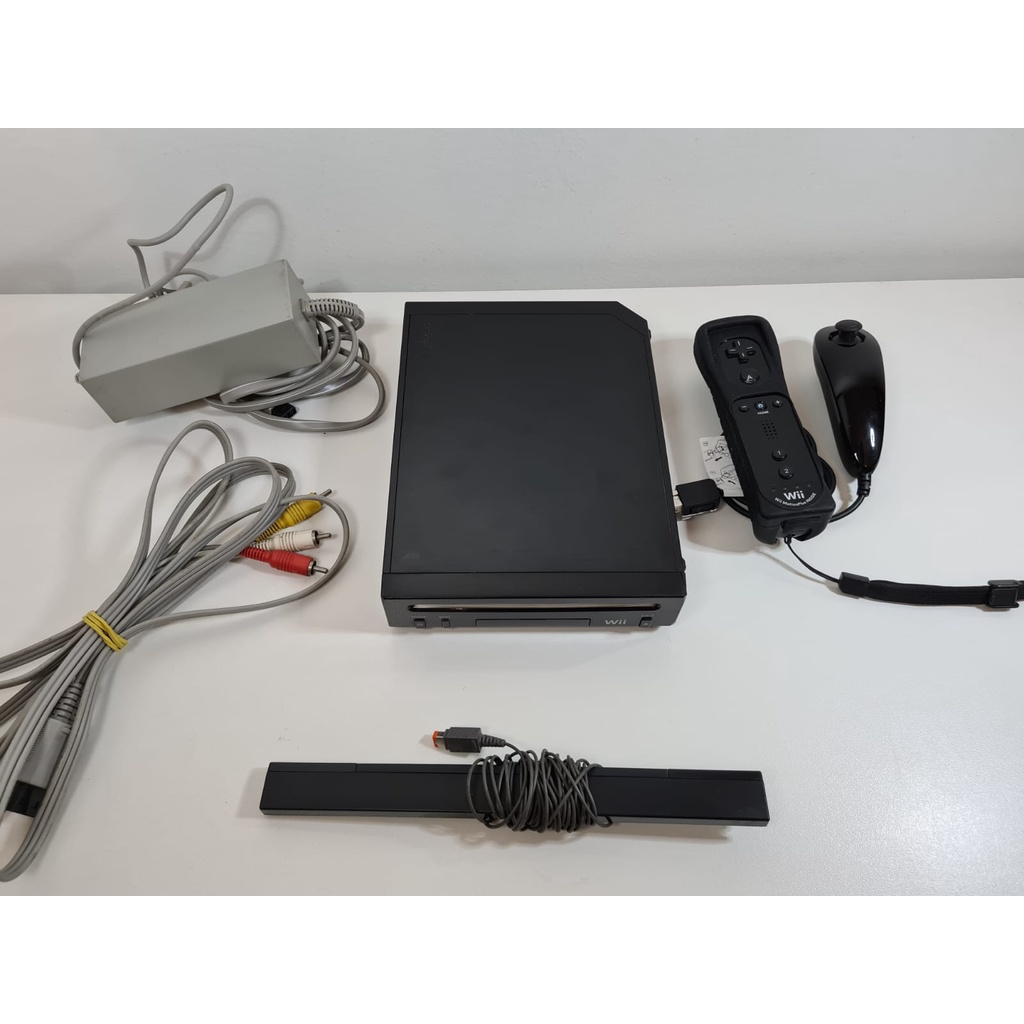 Nintendo Wii Console Preto Completo Desbloqueado | Shopee Brasil