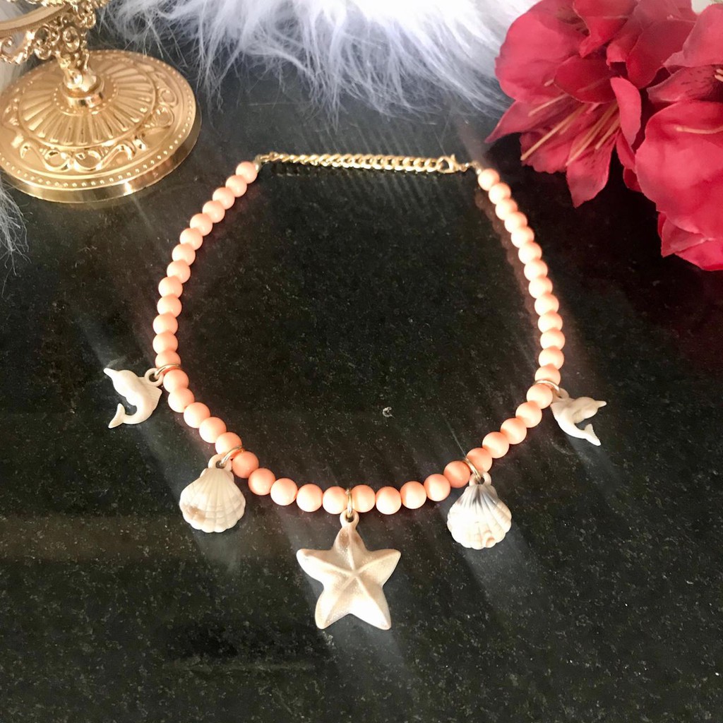 Colar Praia Concha Estrela e Golfinho - Moda Blogueira | Shopee Brasil