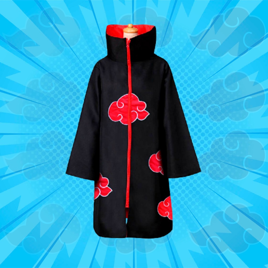 Manto Akatsuki Capa Naruto Traje Cosplay Roupa Anime Gola Dura Ziper ...