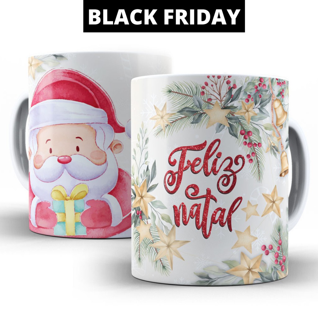 Caneca Natal Personalizada de Porcelana para Presente Xícara Natalinas ...