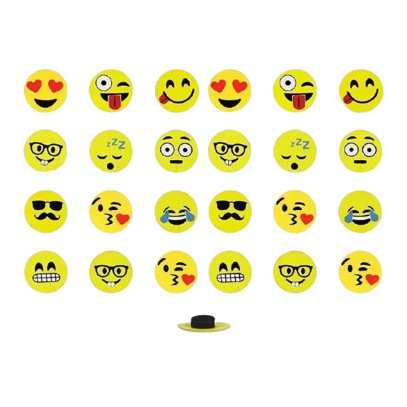 Cartela 12 Imã de Emoji Sortidos Para Murais Lousas Magnéticas ...