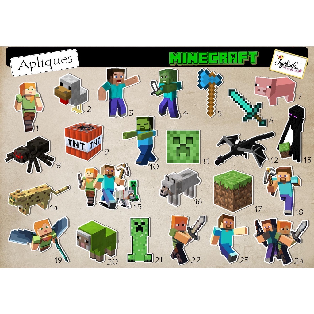 Apliques Recortados Minecraft | Shopee Brasil