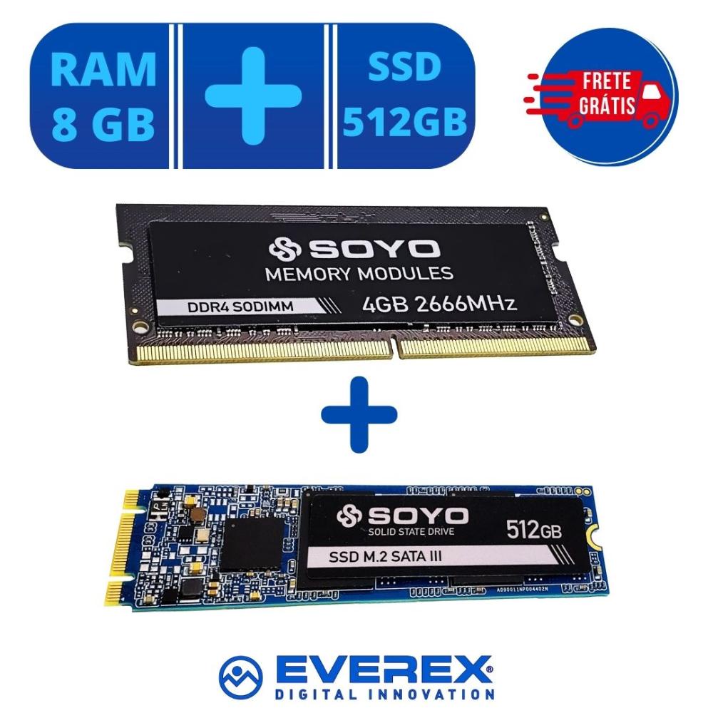 KIT RAM 4GB SODIMM DDR4 2666Mhz + SSD SATA III M.2 512GB - SOYO ...