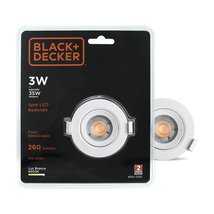 Spot Led 3w 6500k Redondo - Black + Decker - Escorrega o Preço