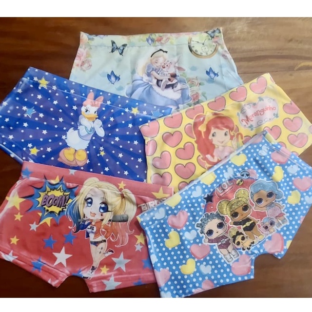 kit 12 calcinha shortinho boxer infantil sublimado personagem | Shopee ...