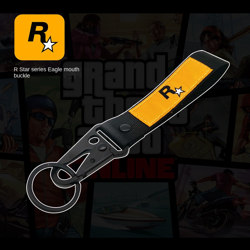 GTA game keychain R star embroidery motorcycle car peripheral car eagle ...