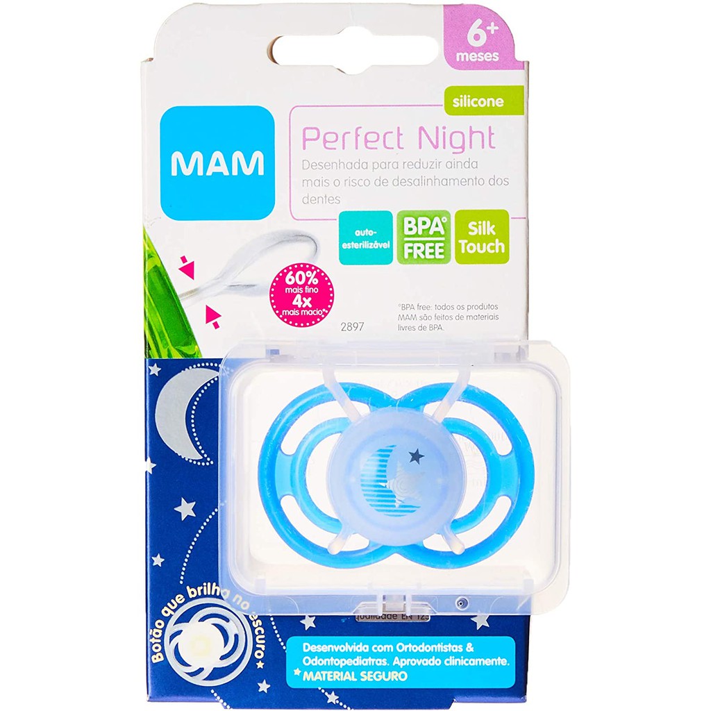 Chupeta MAM - Perfect Night - 6+ - Boys | Shopee Brasil