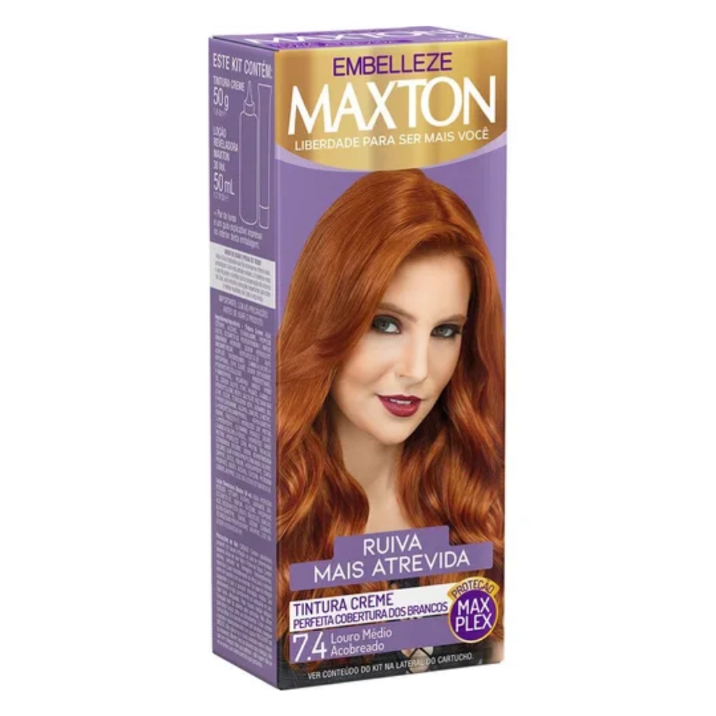 Tinta De Cabelo Maxton Ruiva Louro Médio Acobreado 7.4 Unidade | Shopee ...