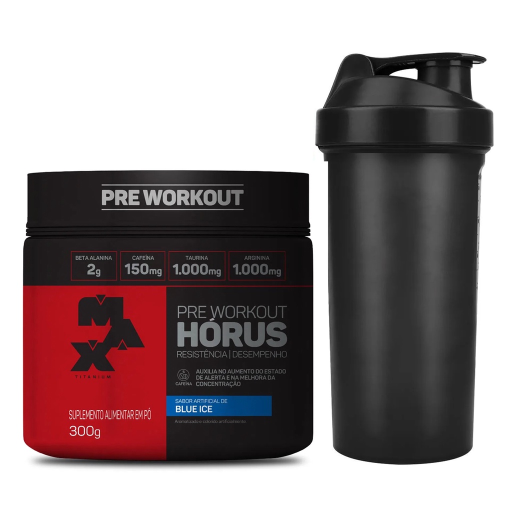Pré treino Horus Pote 300G Max Titanium - Pre Workout + Coqueteleira ...