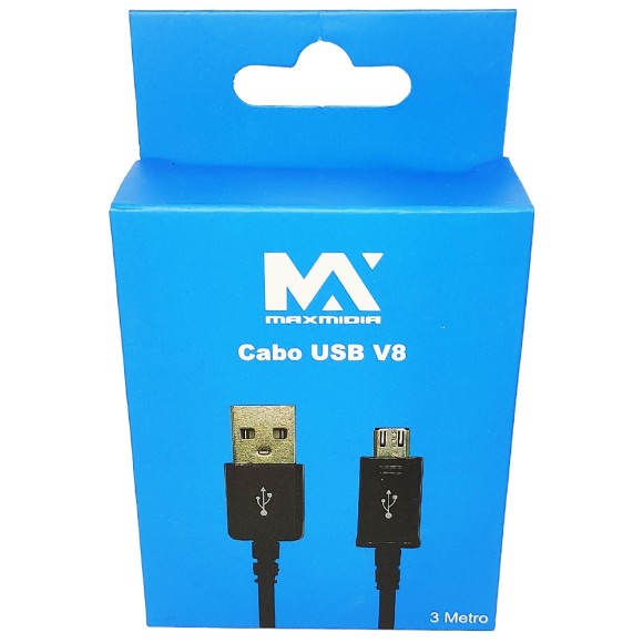 Cabo Usb V8 3 Metros (max-v8555) | Shopee Brasil