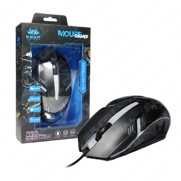Mouse Gamer Knup Kp-V15 Pc USB 1600 DPI 3 Botões | Shopee Brasil
