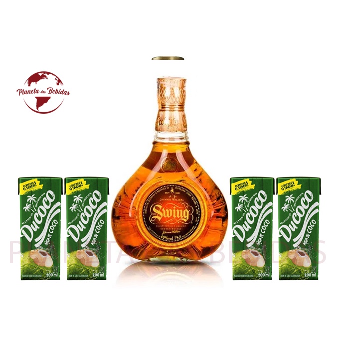 Combo Whisky Johnnie Walker Swing 750 ml + 4 Agua de Coco Ducoco 200 ml | Shopee Brasil