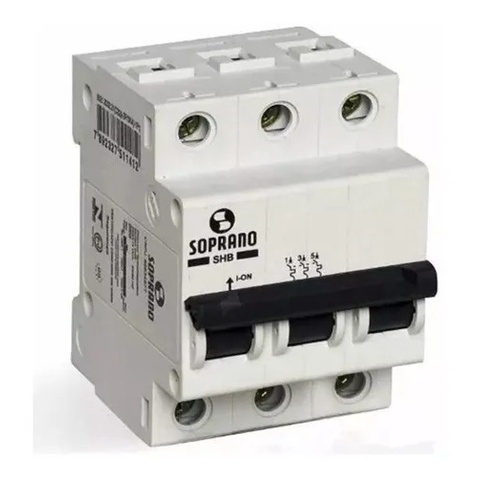 Disjuntor 40A DIN Tripolar 3 Polos Curva C SOPRANO | Shopee Brasil
