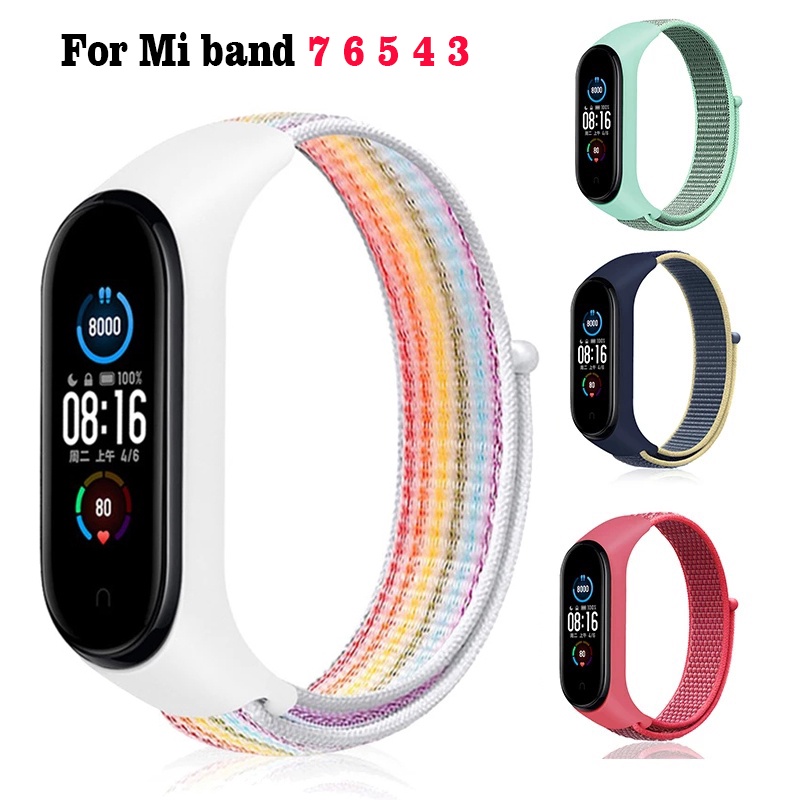 Para Xiaomi Mi Band 7 6 5 4 3 Series Pulseira Nylon Sports Ring Strap