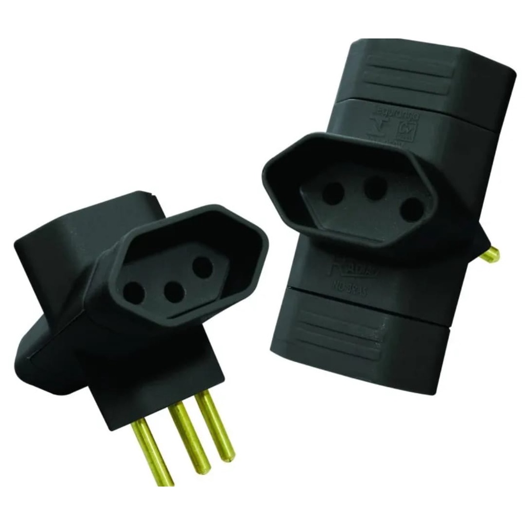 Plug Adaptador/Benjamin 3 Saidas 10A 250V 2P+T Branco Radial! | Shopee Brasil