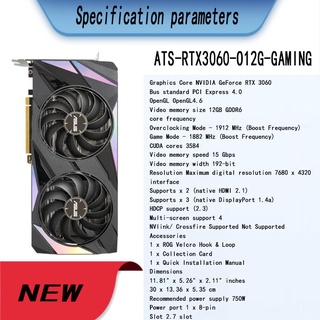 (24H Entrega) asus ats rtx3060 o12g Jogando/dual v2 Placa Gráfica Cartões gpu rtx 3060 Gb lhr 12 ...