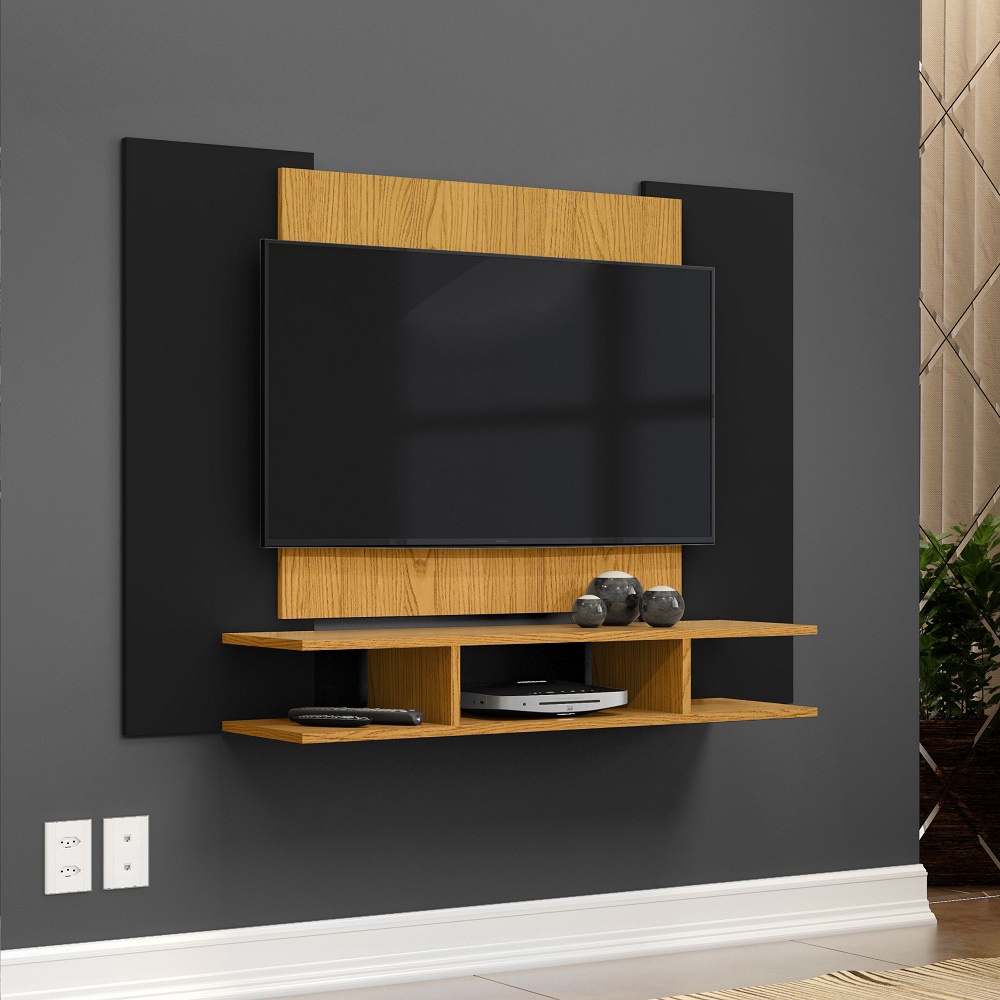 Painel Para TV 50 Polegadas com Nicho EJ - Preto/ Nature | Shopee Brasil