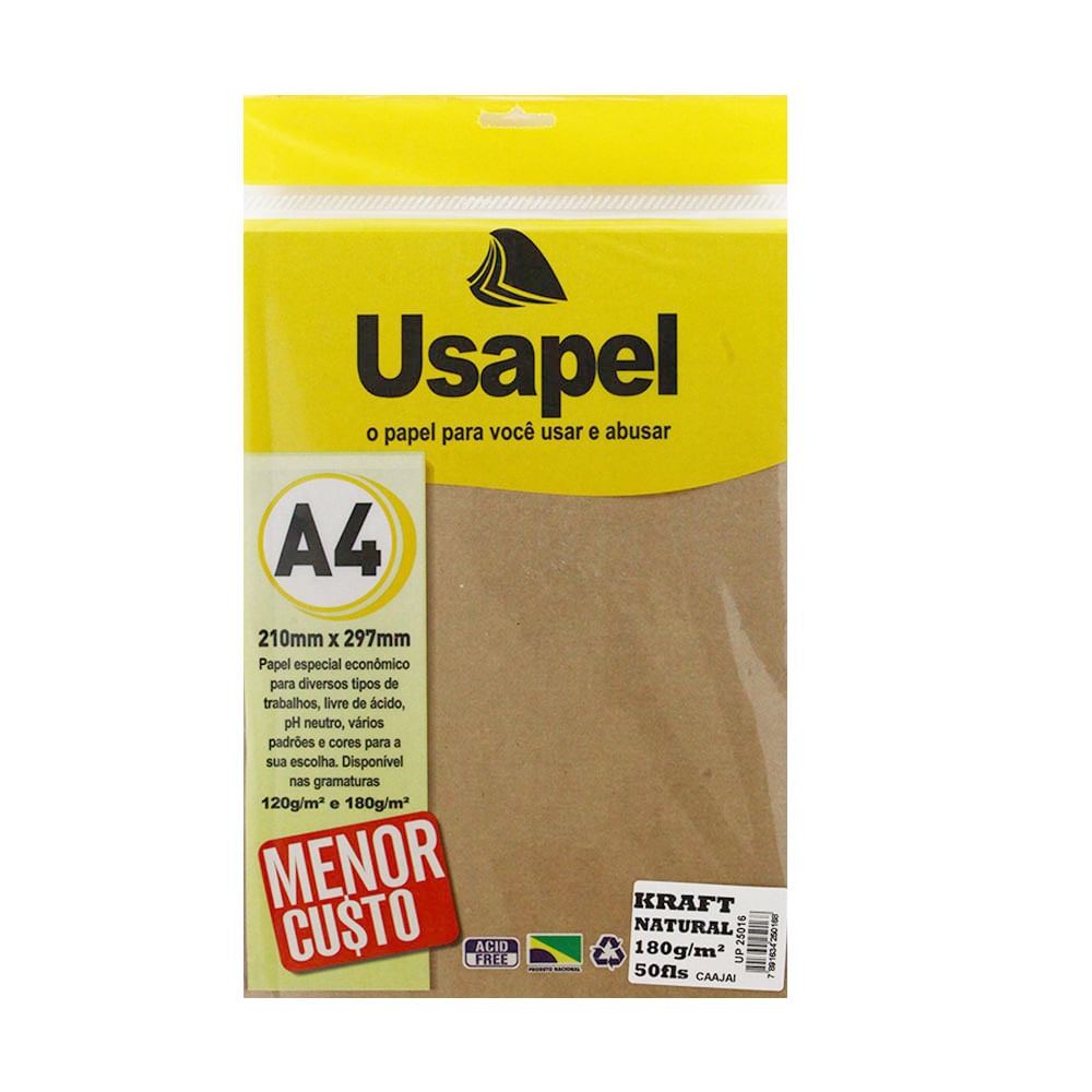 Papel Kraft A4 180g 50 Folhas | Shopee Brasil
