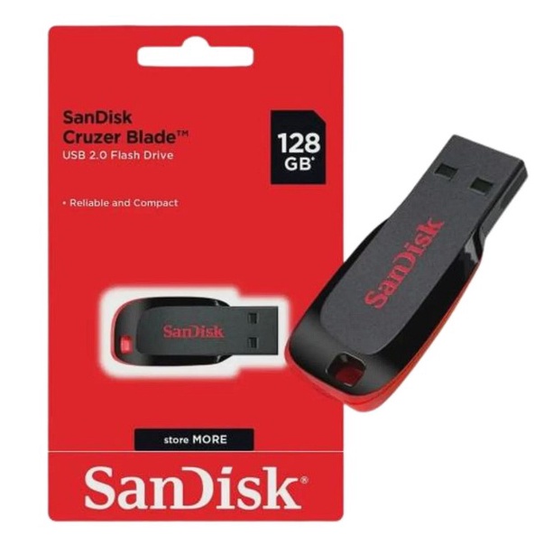 Pendrive Sandisk 128gb Cruzer Blade Usb 2.0 Original Lacrado | Shopee ...