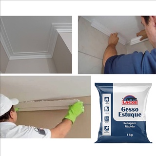 Gesso Estuque 1 Kg Secagem Rápida LACXE | Shopee Brasil