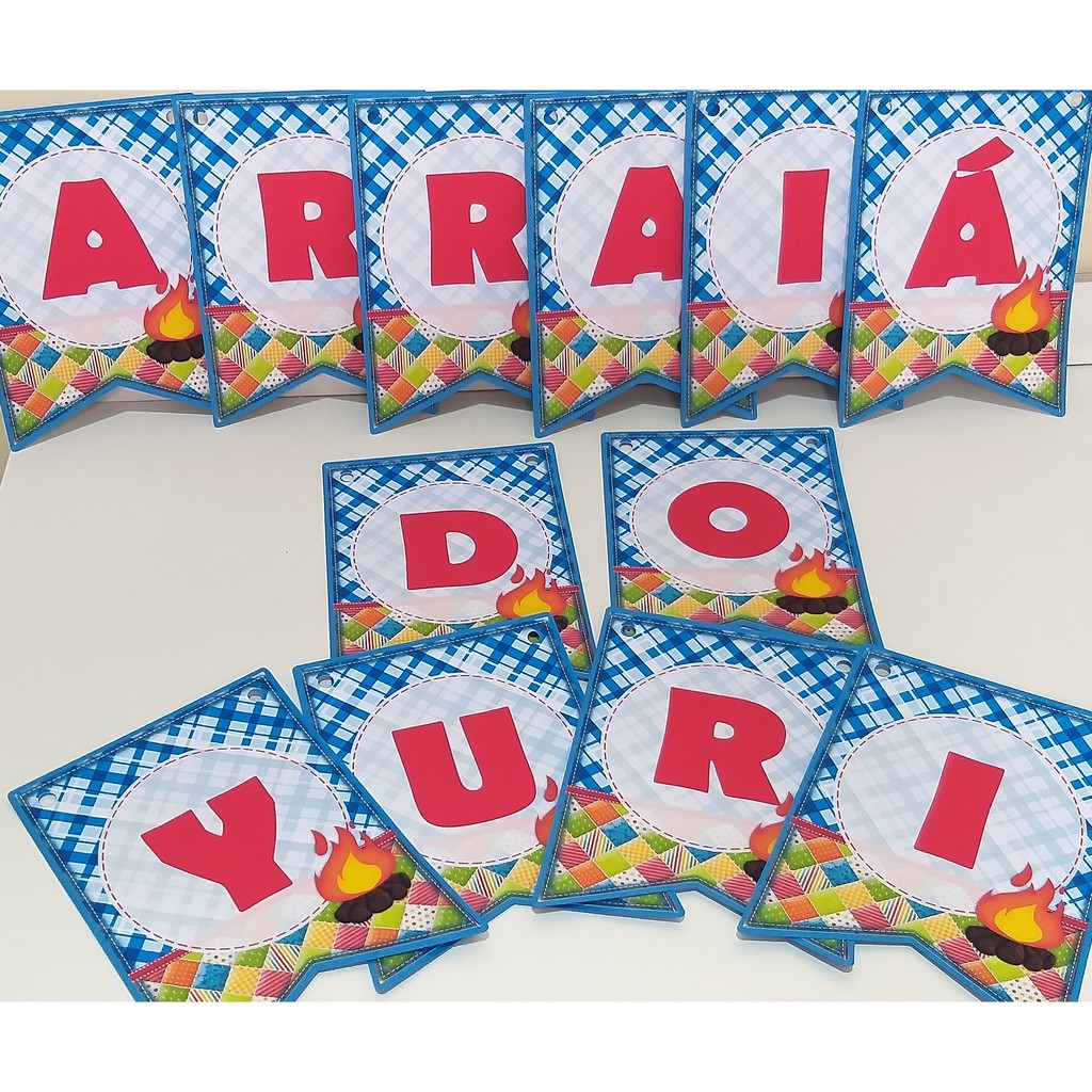 KIT COM BANDEIROLAS PERSONALIZADAS TEMA FESTA JUNINA FESTA SIMPLES EM ...