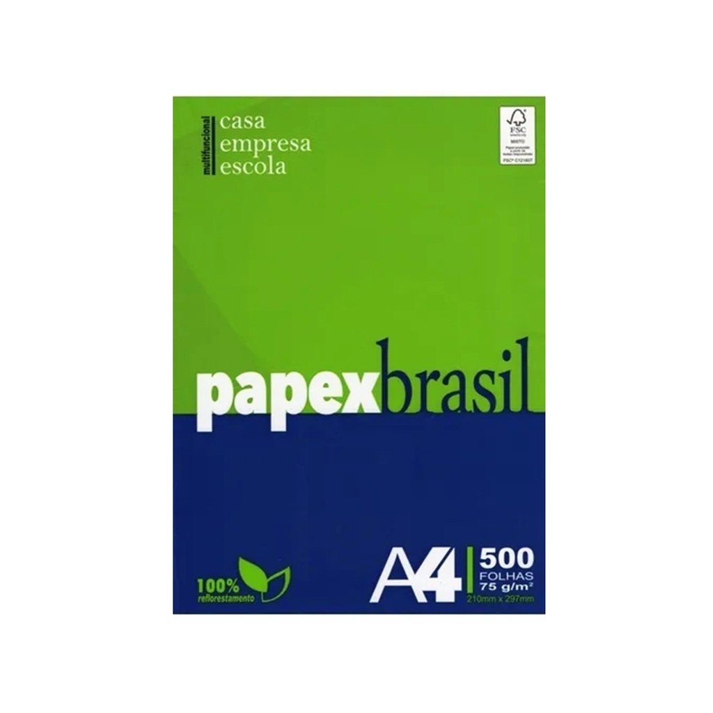 Papel A4 500 Folhas 75g Branco Pacote de Sulfite Papex Brasil Multifuncional Casa Empresa Escola ...