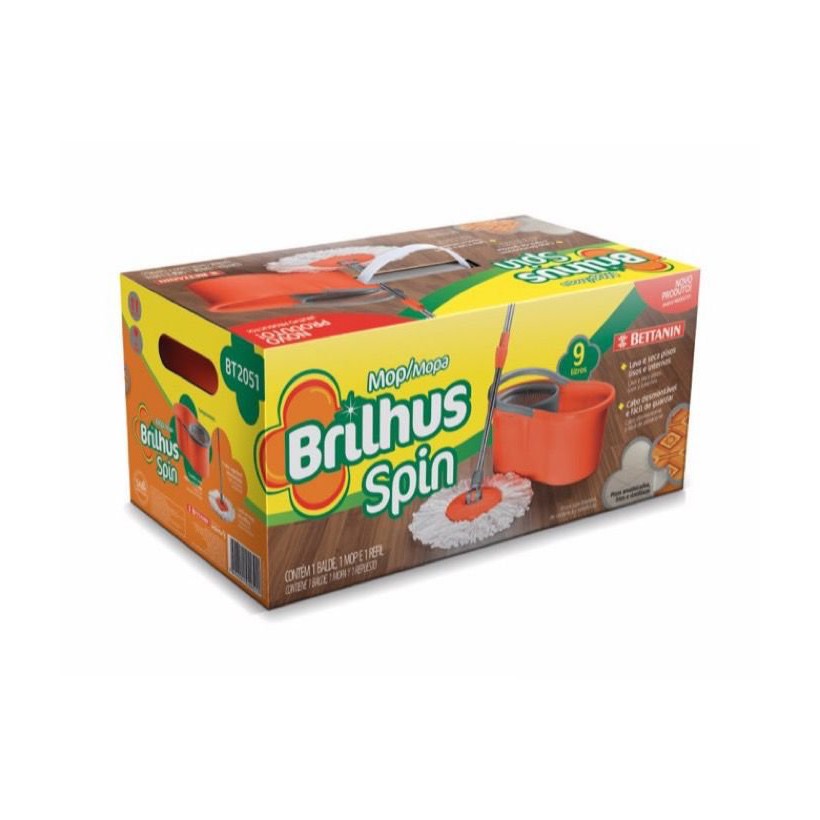 Balde Mop Giratório 12 L Com Cesta Centrifuga - Brilhus Spin | Shopee ...