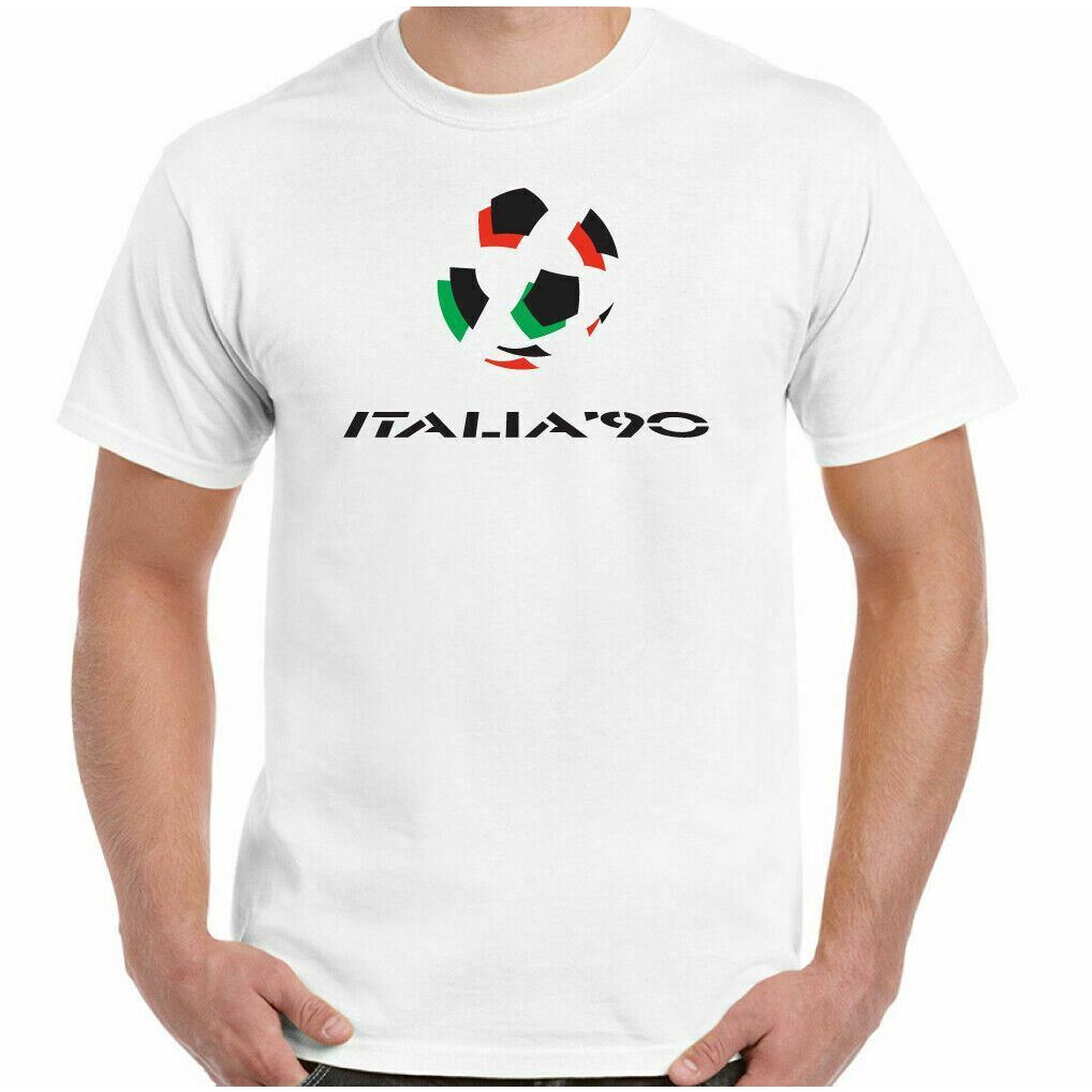 Italia 90 T-Shirt Football Mens Retro 1990 World Cup Retro Top Logo Kit ...