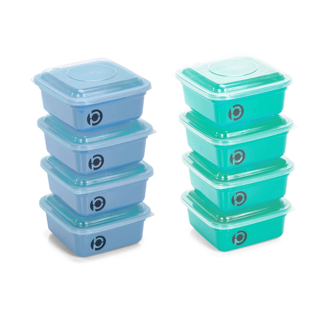 conjunto de pote plastico 350ml quadrado color 4 peças- plasbon ...