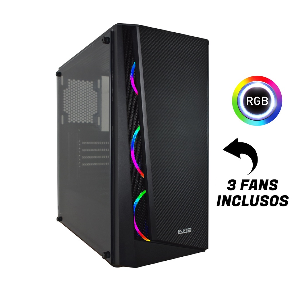 Gabinete Gamer Rgb 3 Fan Incluso Vidro Temperado Psu Cover Fonte Em ...
