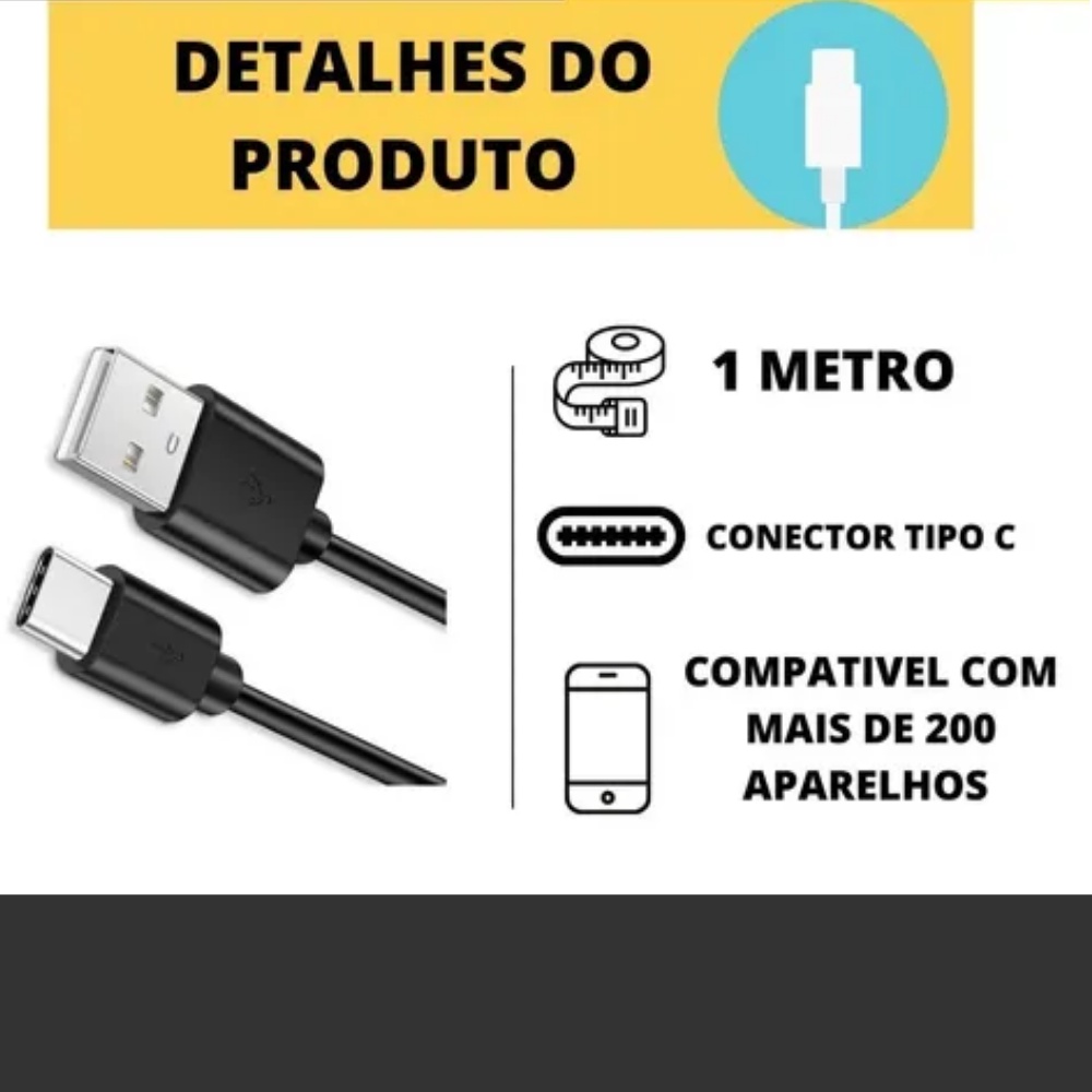 cabo carregador usb Tipo c turbo ultra rapido resistente 100% Original ...