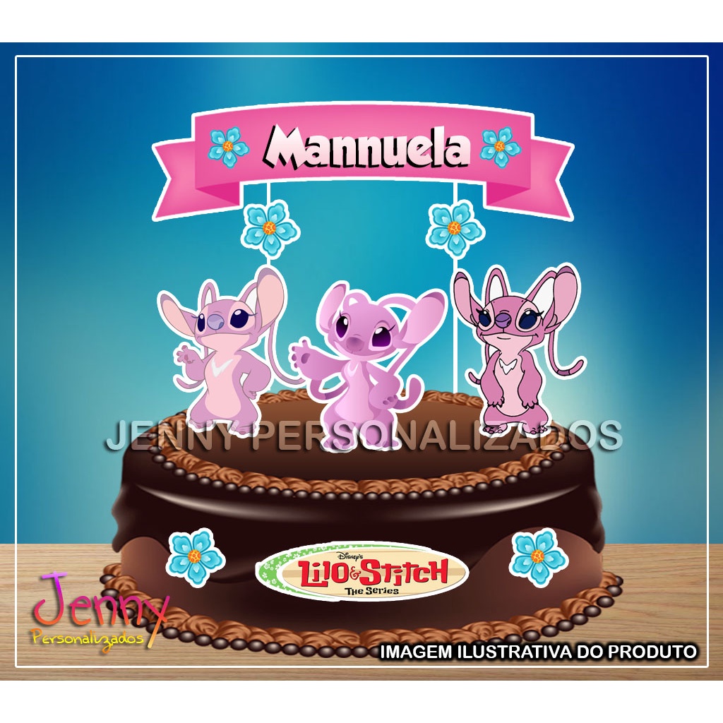 Topo Topper de bolo Lilo e Stitch Personalizado | Shopee Brasil