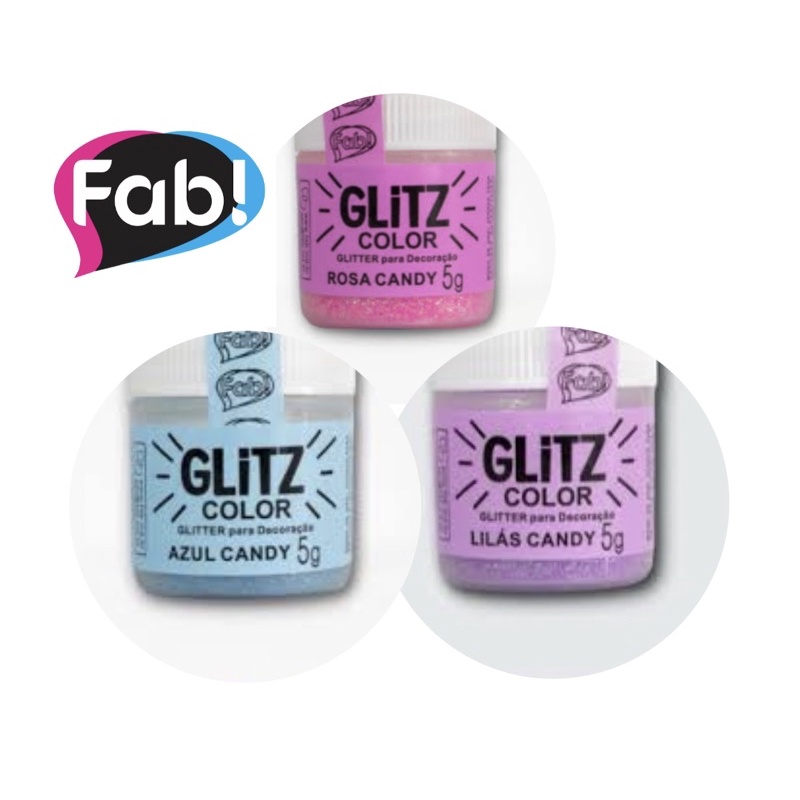 Pó Decoração Glitter Glitz Color Candy Fab! 5g Brilho Comestível De ...