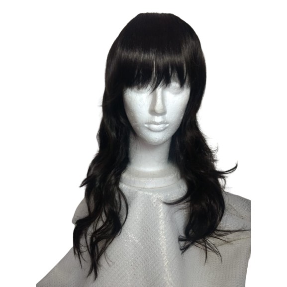 Peruca Wing Longa 65 Cm Lisa, repicado com franja, Cor Castanho Escuro ...