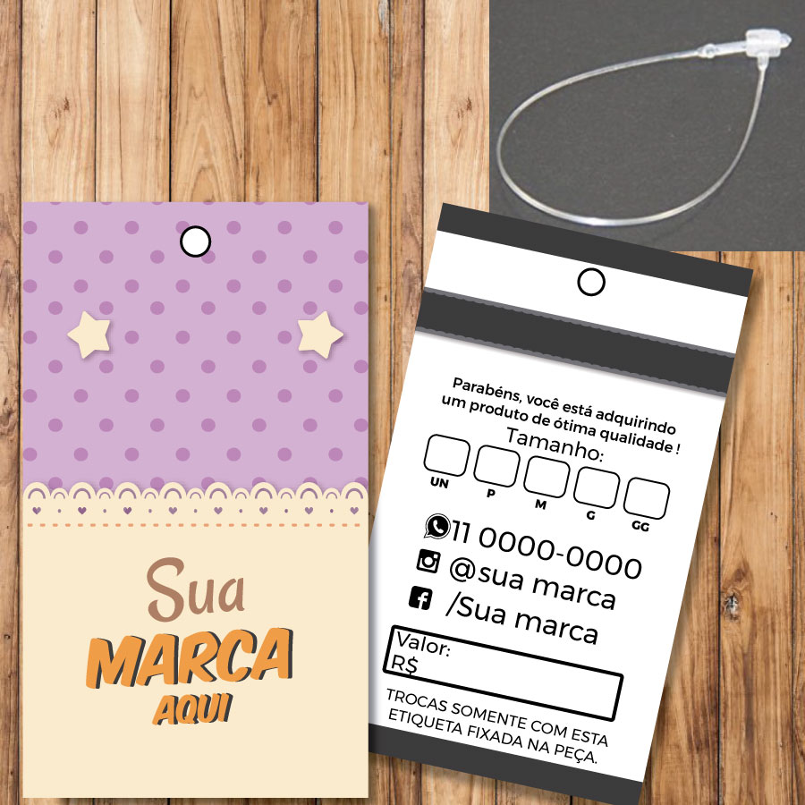Tag personalizada etiqueta com sua marca 150 unidades - Escorrega o Preço