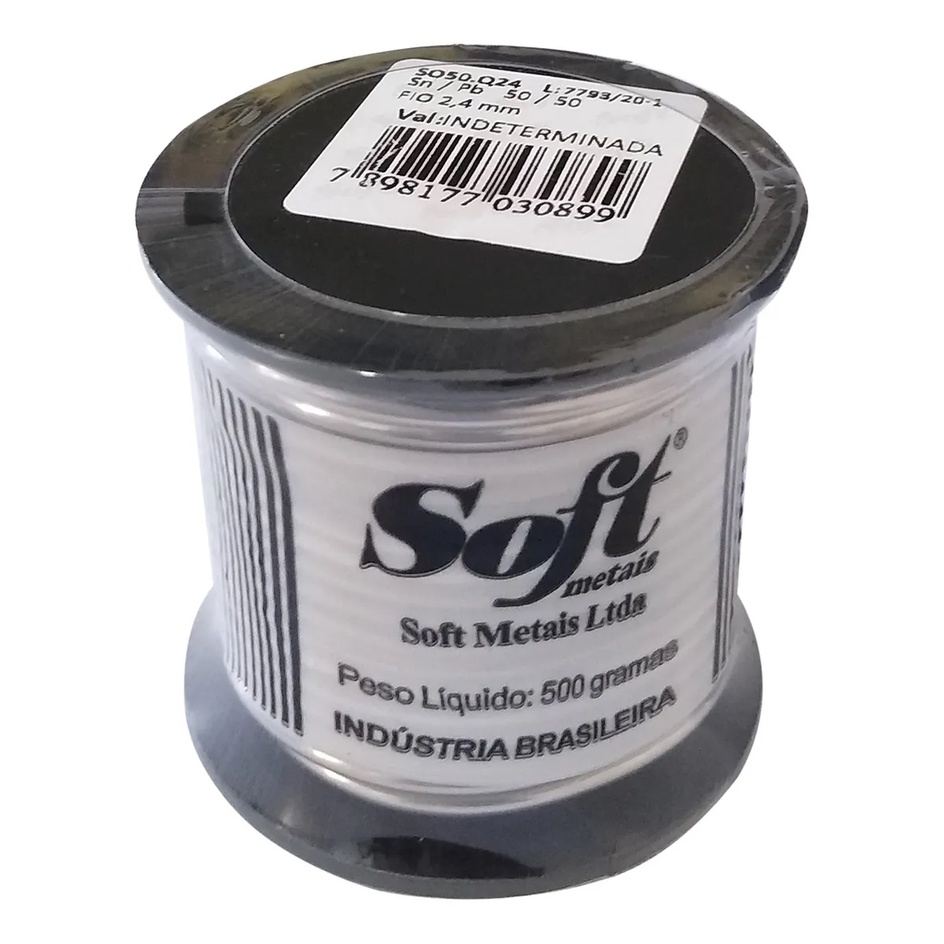 Fio De Solda Cheio 50x50 Estanho 500g Soft Preto 2.4mm | Shopee Brasil