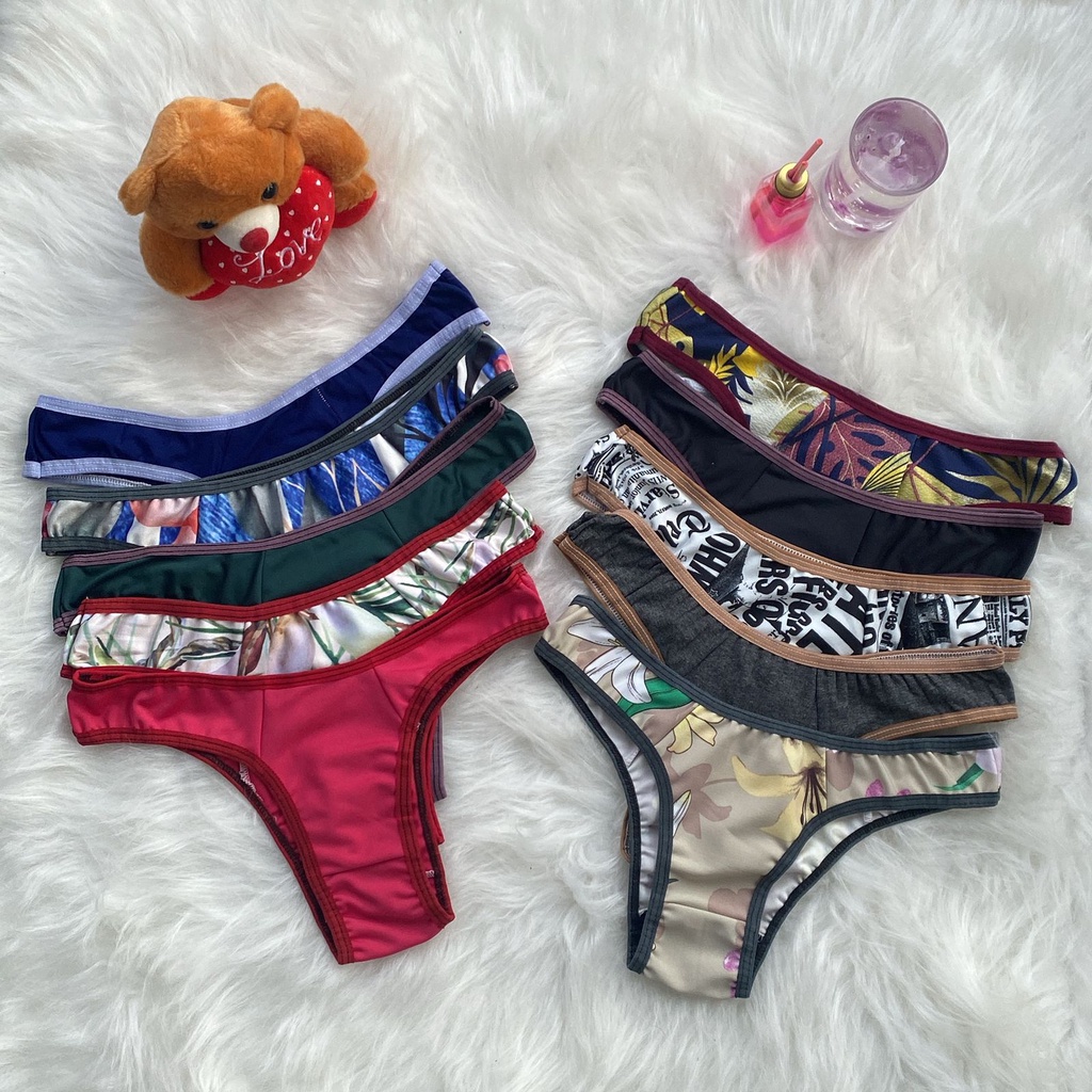 kit C/10 Calcinha Microfibra - Sortidas Lisa/Estampada - Calsinha ...